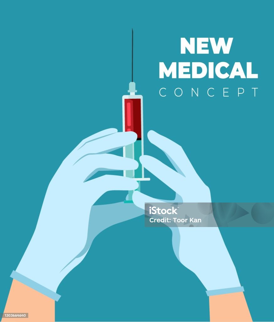 Docteur Retenant Une Seringue Avec Une Illustration De Vecteur