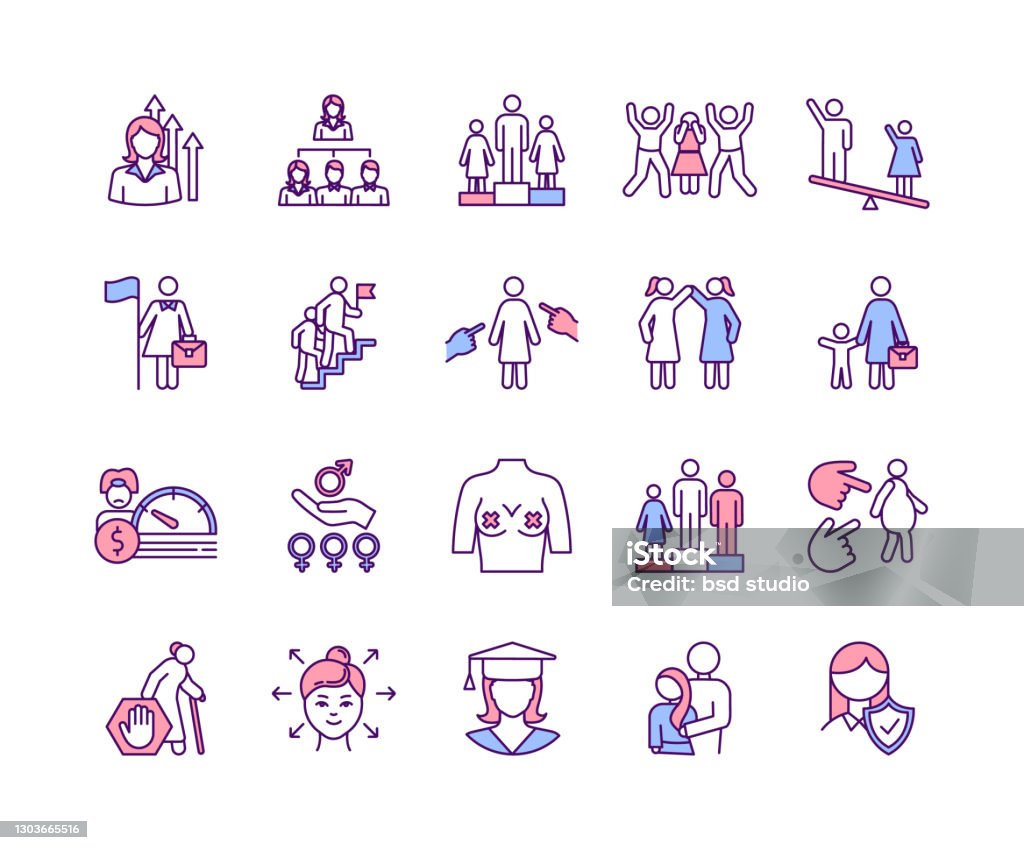Feminism Rgb Color Icons Set Stock Illustration Download Image Now