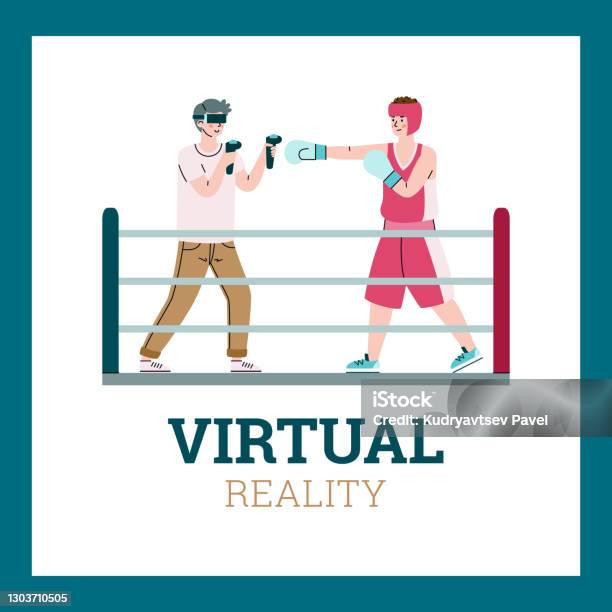 Spanduk Realitas Virtual Dengan Orangorang Bermain Game Ilustrasi