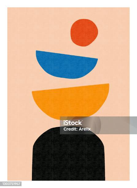 Poster Pertengahan Abad Abstrak Seni Dinding Kontemporer Boho Cetak