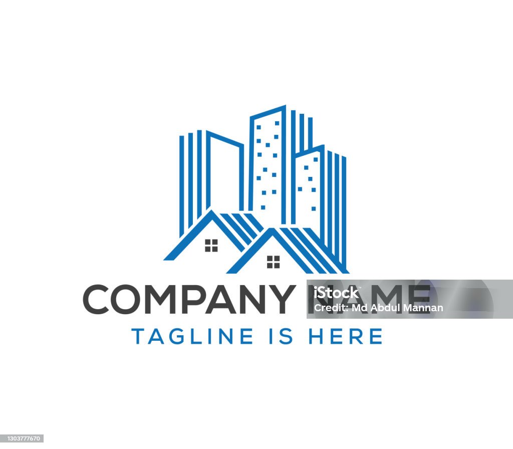 Logo Real Estat Desain Vektor Logo Bangunan Pengembangan Properti Dan
