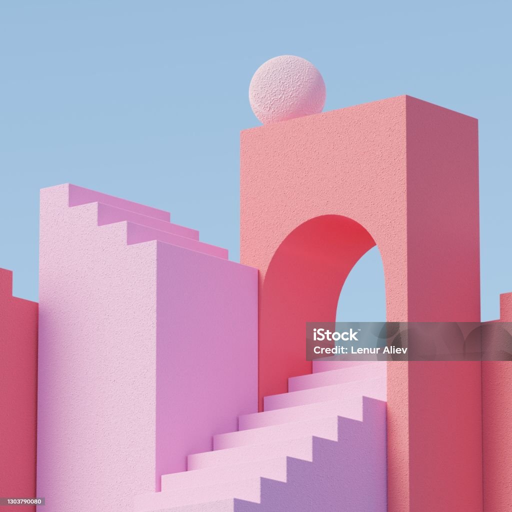 3d Merender Latar Belakang Putih Dengan Bentuk Geometris Terbang