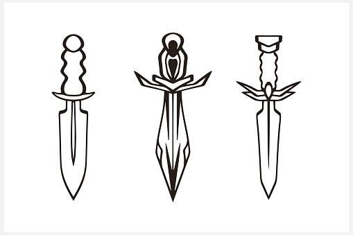 Icône De Poignard De Cru Disolement Sur Le Blanc Ligne Dart Doodle