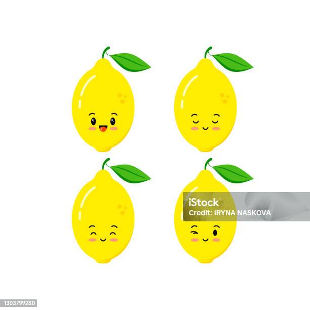 Graphisme Mignon De Caractère De Dessin Animé De Citron Placé