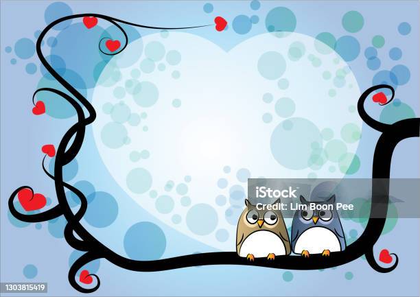 Ilustración De Owls De Dibujos Animados Vector Se Enamoran Feliz San
