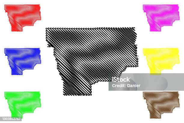 Musselshell County Montana Illustration Vectorielle De Carte Croquis