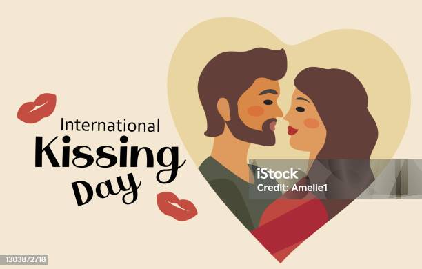 Kartu Pos Hari Ciuman Sedunia Pasangan Hari Ciuman Internasional Dalam