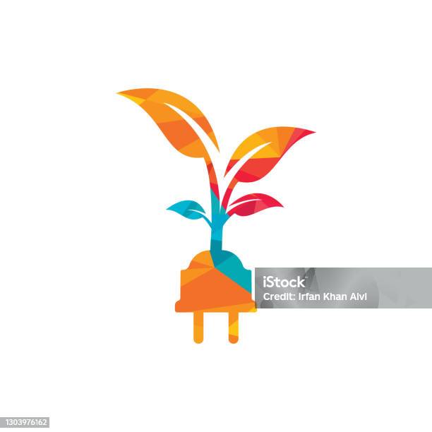 Concept De Logo Délectricité Dénergie Verte Icône Électrique De Prise