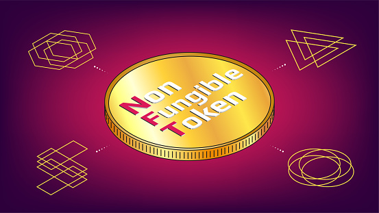 Nft Infografis Token Nonfungible Dengan Koin Emas Isometrik Di Tengah ... Nft Infografis Token Nonfungible Dengan Koin Emas Isometrik Di Tengah ...