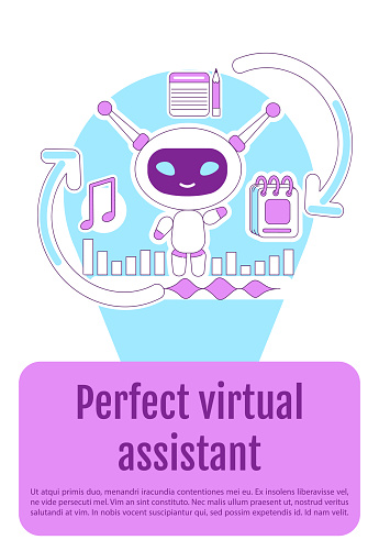 Assistant Bot Poster Flat Silhouette Vector Template Ai Chatbot Brochure Booklet One Page
