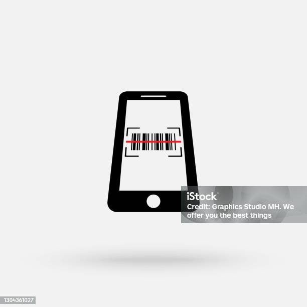 Pindai Kode Batang Dengan Smartphone Ikon Desain Datar Ilustrasi