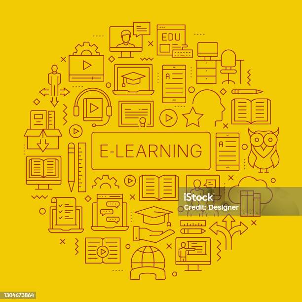 Elearning Pendidikan Online Dan Pendidikan Jarak Jauh Terkait Ilustrasi
