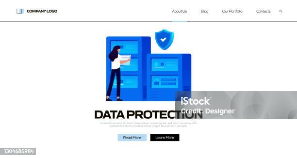 Ilustrasi Vektor Konsep Perlindungan Data Untuk Template Halaman Arahan
