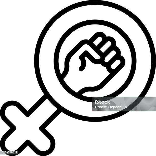 Raised Fist In Female Gender Symbol Icon Stock Illustration Download