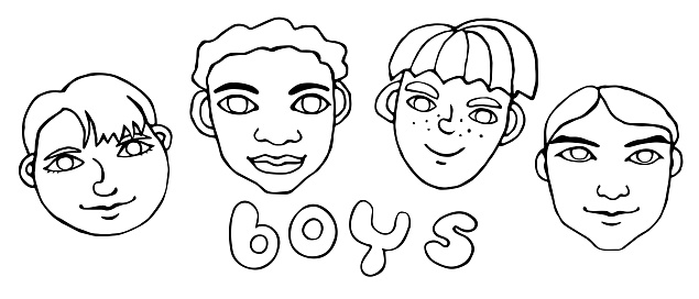 Contour Vectoriel Face Aux Gens Illustration Dessinée À La Main Dart De