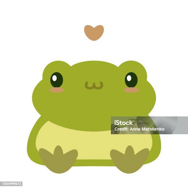 Ilustrasi Vektor Gambar Tangan Katak Lucu Hijau Tersenyum Duduk Kodok
