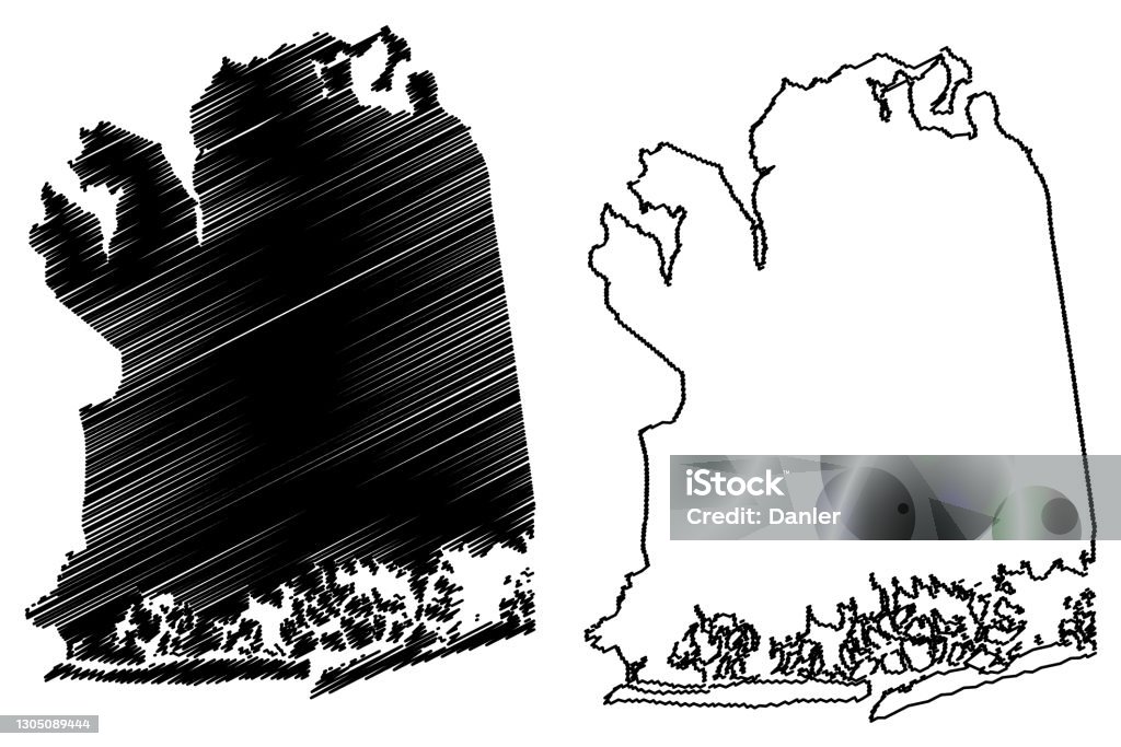 Nassau County New York State Illustration Vectorielle De Carte Croquis