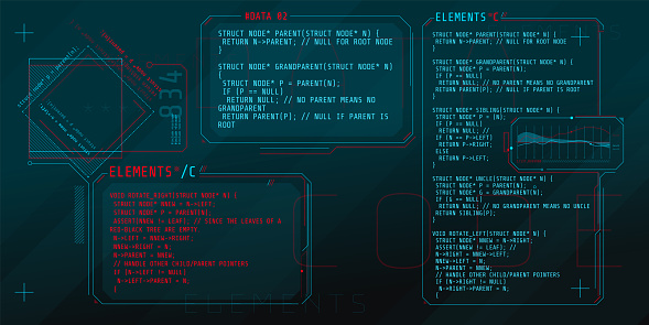 Éléments Dinterface Hud Avec Une Partie Du Code C Vecteurs Libres De