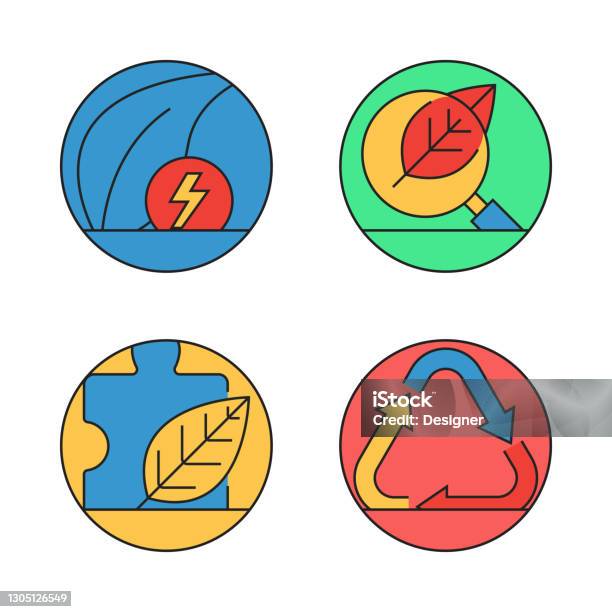 Icônes De Ligne Plate De Réchauffement Global Illustration De Symbole