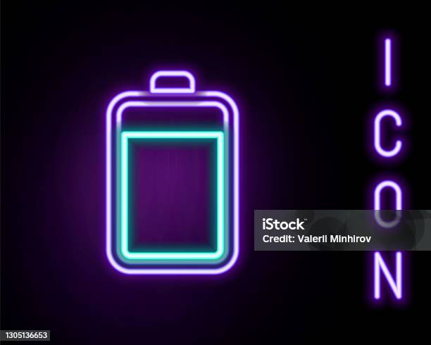 Ikon Baterai Garis Neon Bersinar Terisolasi Pada Latar Belakang Hitam ... Ikon Baterai Garis Neon Bersinar Terisolasi Pada Latar Belakang Hitam ...