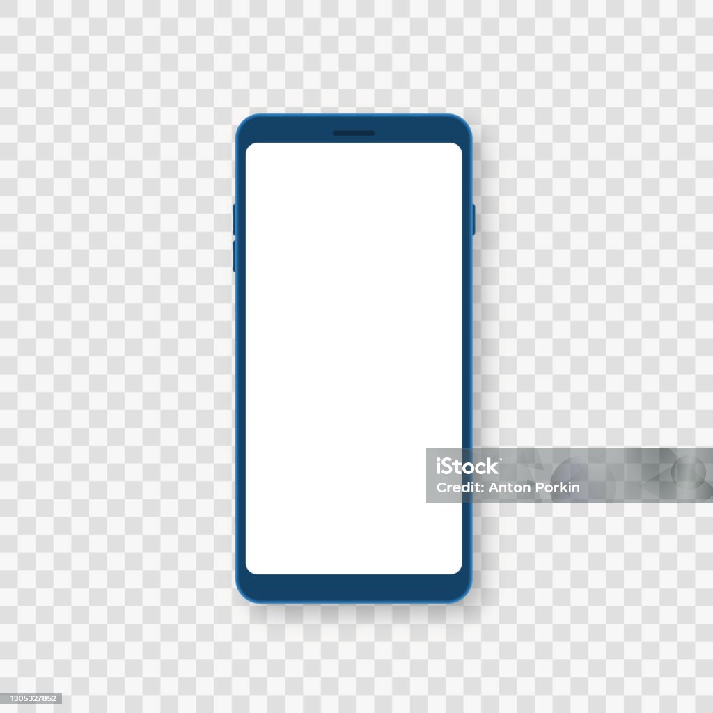 Smartphone Biru Dengan Latar Belakang Transparan Mockup Ponsel Dengan