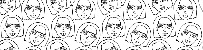 Modèle Sans Couture Avec Des Personnes De Vecteur De Visage De Dessin