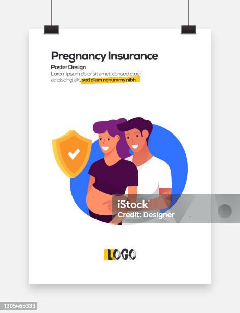 Asuransi Kehamilan Konsep Flat Design Untuk Poster Sampul Dan Spanduk