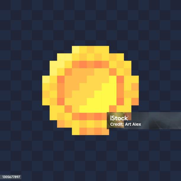 Pièce Dor Pixel Art Style De Jeu Rétro Illustration Vectorielle