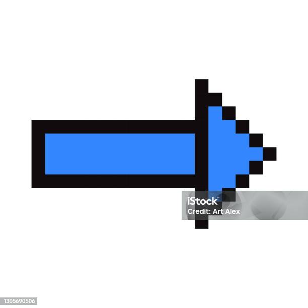 Flèche Bleue Pixel Art Style De Jeu Rétro Illustration Vectorielle