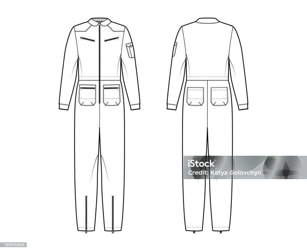 Illustration Technique De Mode De Dungarees De Combinaison Daviateur
