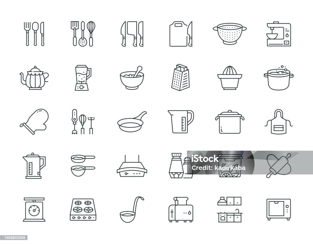 Kitchen Tools Thin Line Icon Set Series Stock Illustration - Download ... Kitchen Tools Thin Line Icon Set Series Stock Illustration - Download ...