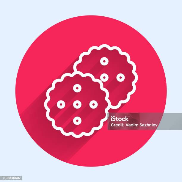 Weiße Linie Cookie Oder Keks Mit Schokoladesymbol Isoliert Mit Langem ... Weiße Linie Cookie Oder Keks Mit Schokoladesymbol Isoliert Mit Langem ...