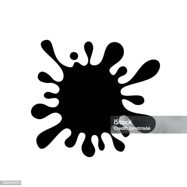 Éclaboussure Noire De Blob Dencre Boue Disolement Sur Le Fond Blanc