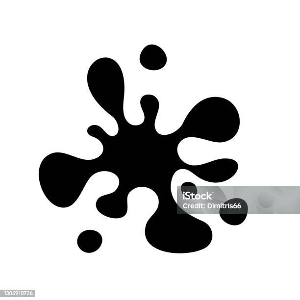 Éclaboussure Noire De Blob Dencre Boue Disolement Sur Le Fond Blanc