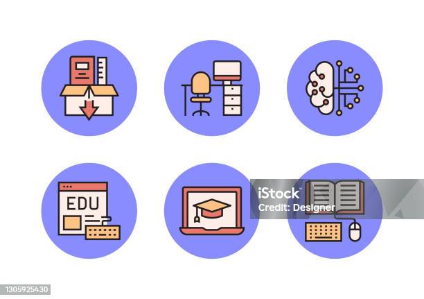 Elearning Pendidikan Online Dan Pendidikan Jarak Jauh Terkait Ikon