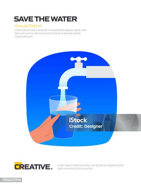 Simpan Konsep Air Untuk Poster Sampul Dan Spanduk Ilustrasi Vektor