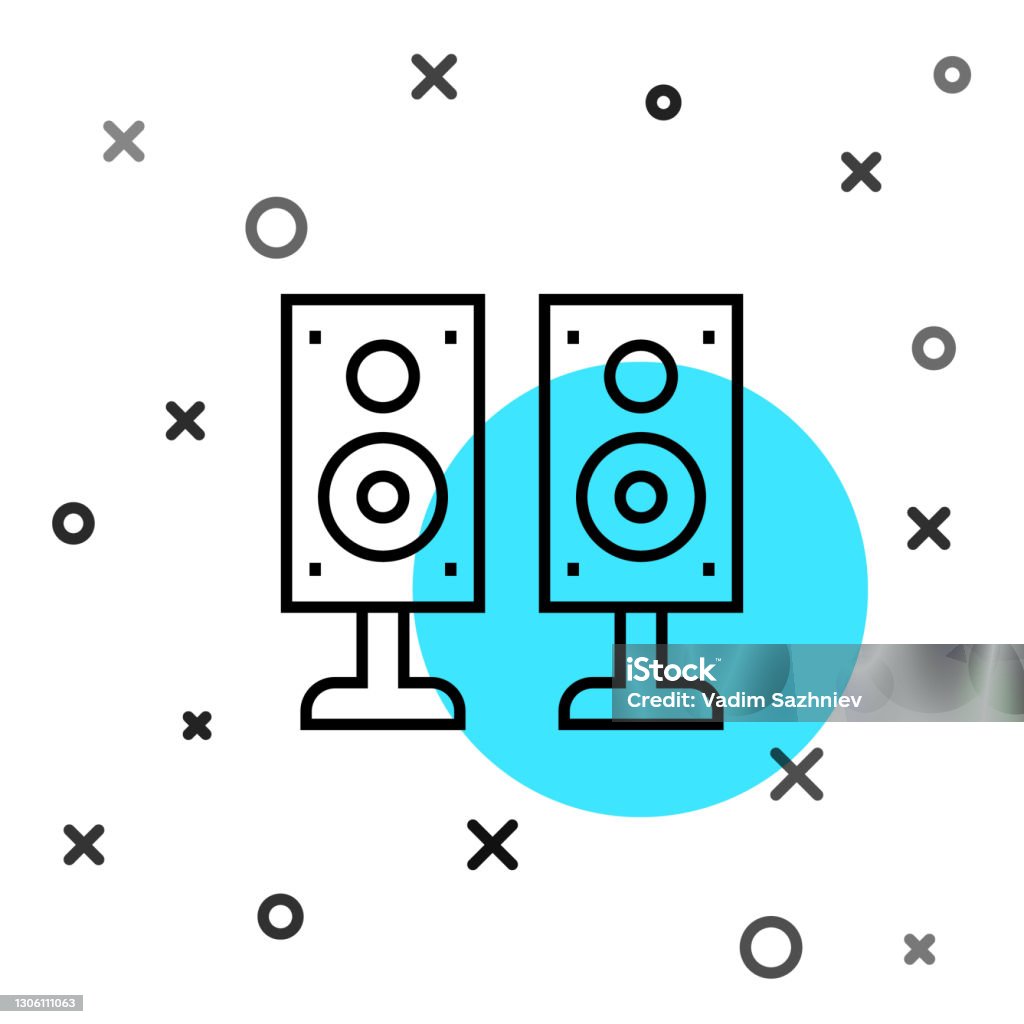 Ikon Speaker Stereo Garis Hitam Terisolasi Pada Latar Belakang Putih ... Ikon Speaker Stereo Garis Hitam Terisolasi Pada Latar Belakang Putih ...