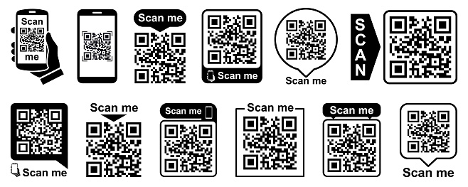 Set Qr Kode Respons Cepat Prasasti Pindai Saya Kode Qr Untuk Ponsel ... Set Qr Kode Respons Cepat Prasasti Pindai Saya Kode Qr Untuk Ponsel ...