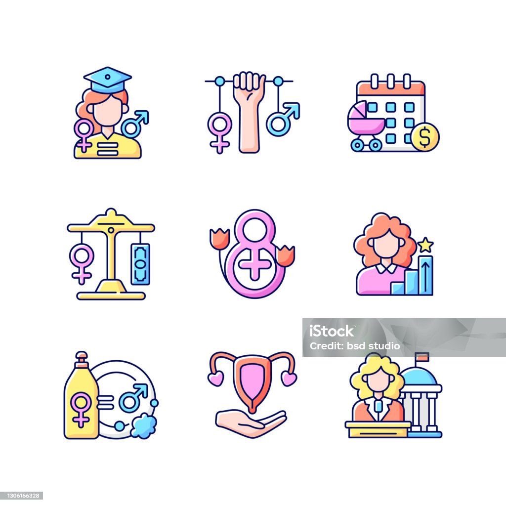 Feminism Rgb Color Icons Set Stock Illustration Download Image Now