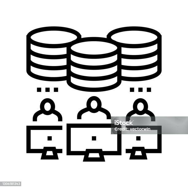 Vetores De Equipe Trabalhando Em Computadores Digital Processing Linha