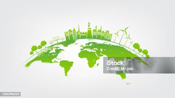 Concept Décologie Avec La Ville Verte Sur La Terre Environnement