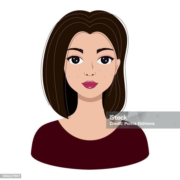 Seorang Gadis Cantik Dengan Gaya Rambut Modis Dan Riasan Ilustrasi