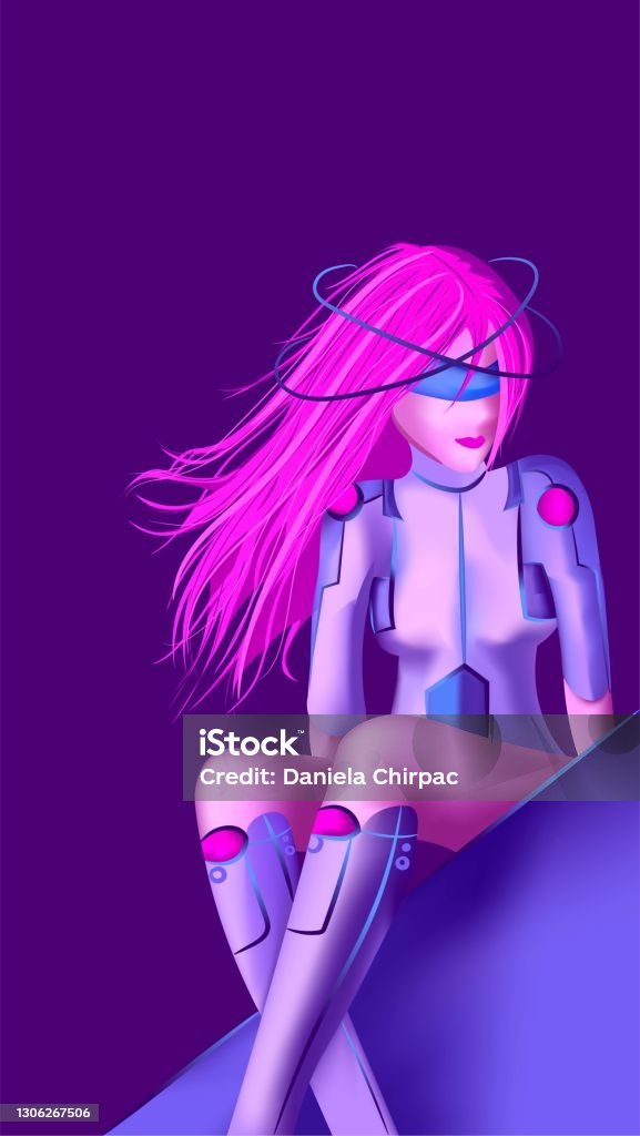 Ilustración de Mujer Cyborg Futurista Con Traje Robótico Concepto De ... Ilustración de Mujer Cyborg Futurista Con Traje Robótico Concepto De ...