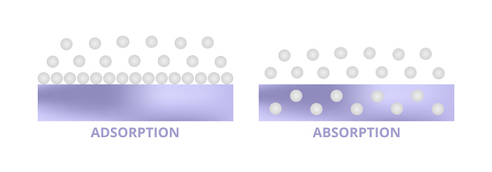 Vector Scientific Scheme Difference Between Adsorption And Absorption ... Vector Scientific Scheme Difference Between Adsorption And Absorption ...