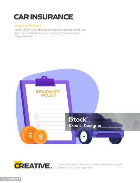 Asuransi Mobil Konsep Flat Design Untuk Poster Sampul Dan Spanduk