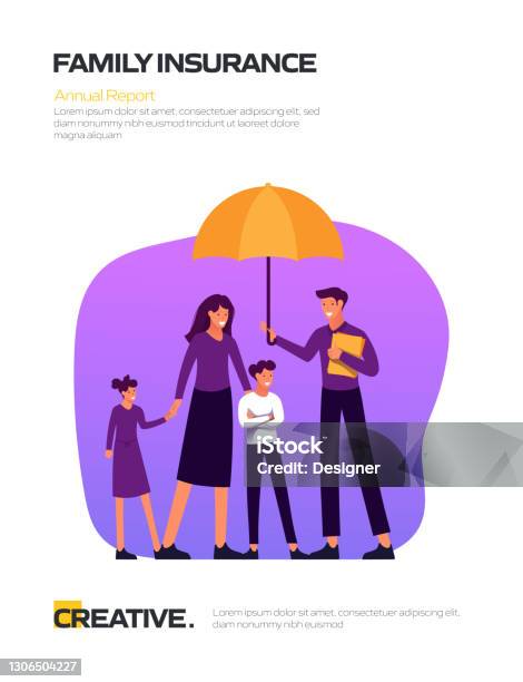 Konsep Asuransi Keluarga Desain Datar Untuk Poster Sampul Dan Spanduk