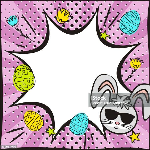 Spanduk Popart Dengan Telur Dan Kelinci Yang Dicat Untuk Paskah ... Spanduk Popart Dengan Telur Dan Kelinci Yang Dicat Untuk Paskah ...
