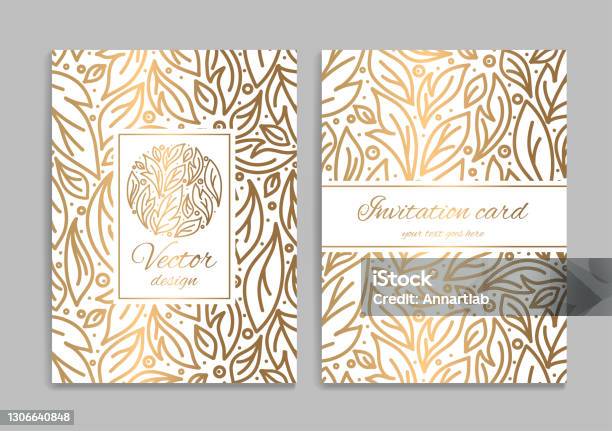 Desain Kartu Undangan Mewah Putih Dan Emas Template Ornamen Vintage