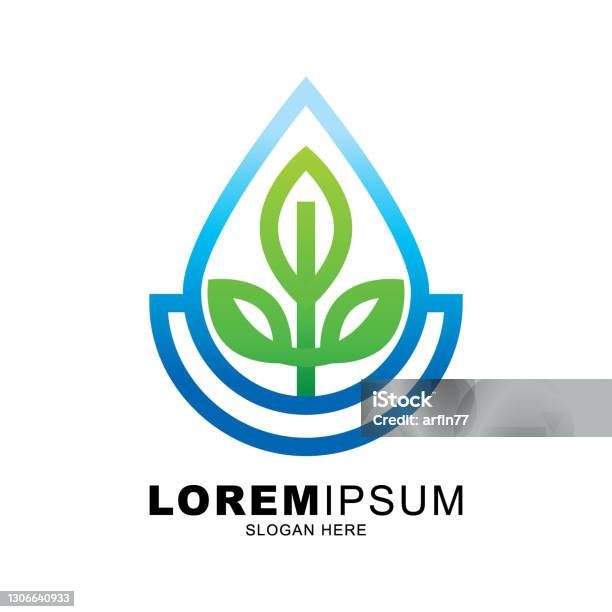 Logo De Nature Avec Licône De Chute Deau Vecteurs Libres De Droits Et
