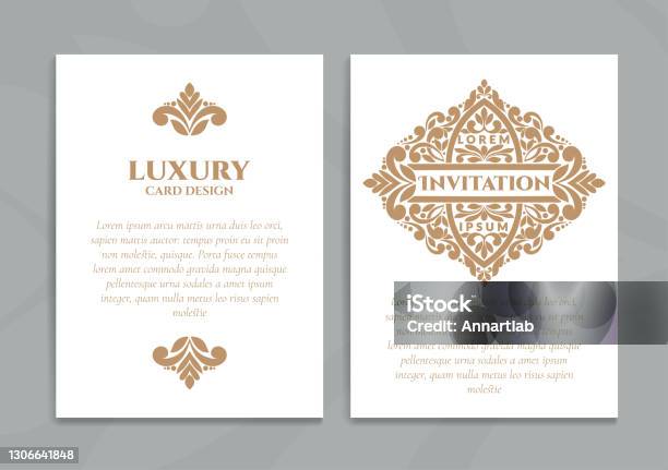 Desain Kartu Undangan Mewah Dengan Pola Vintage Vektor Templat Ornamen